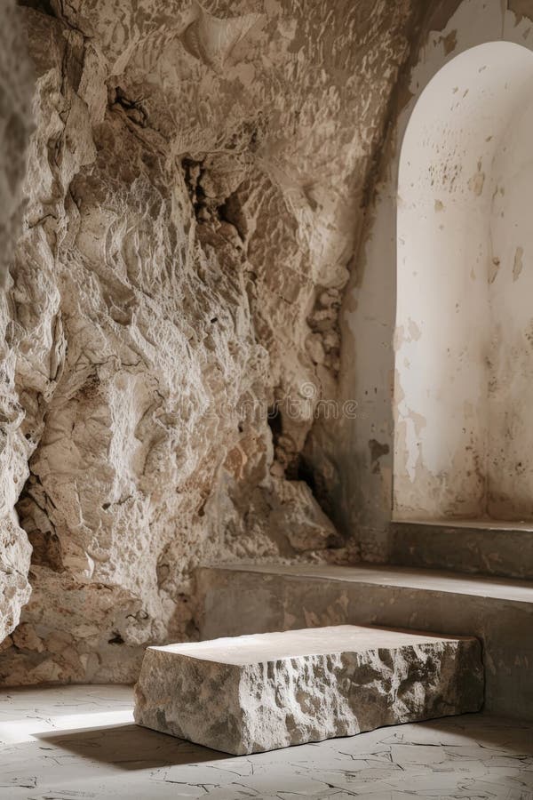 Ancient-looking Dolomite Stone Podium for Product Presentation on a ...