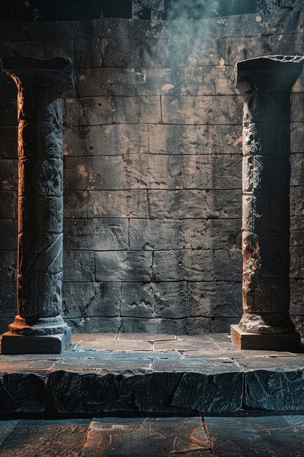 Ancient-looking Dolomite Stone Podium for Product Presentation on a ...