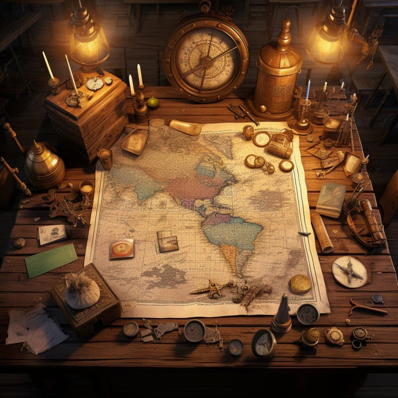 Ancient-Looking Map with Intricate Illustrations and Markings Stock ...