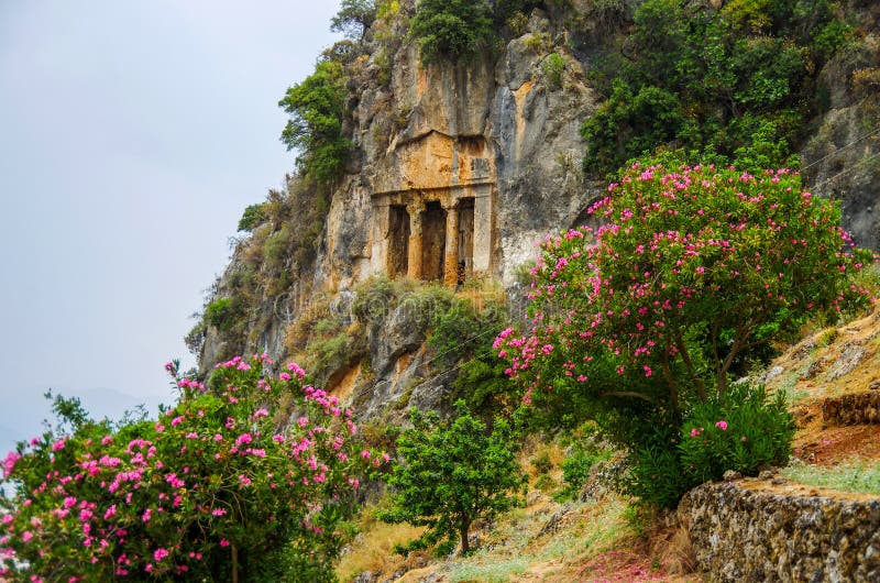 Ancient Lycian Rock Tombs in Fethiye, Turkey Editorial Photography ...
