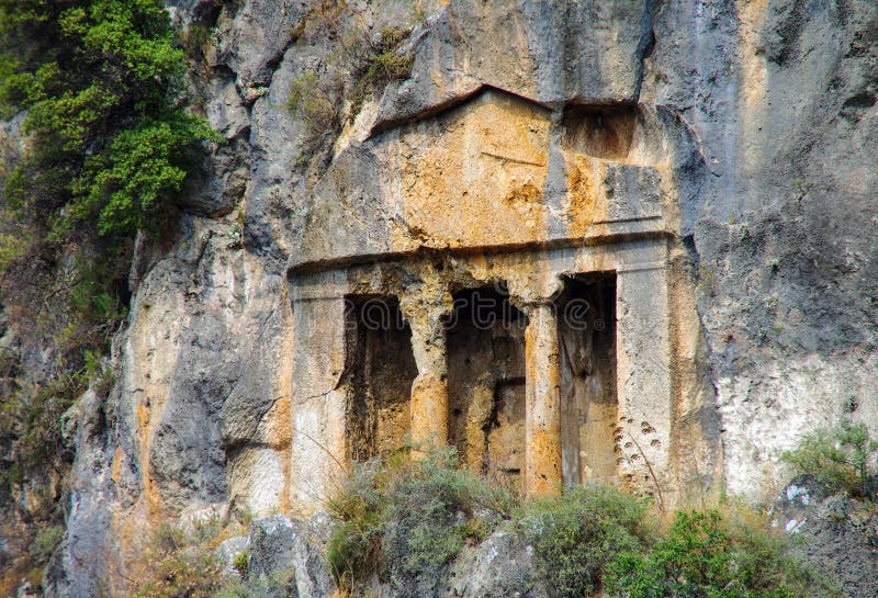 Ancient Lycian Rock Tombs in Fethiye, Turkey Editorial Stock Photo ...