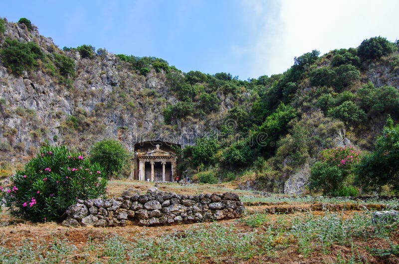 Ancient Lycian Rock Tombs in Fethiye, Turkey Editorial Stock Photo ...
