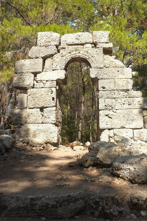 Ancient Lycian Ruins Arch, Phaselis, Turkey Stock Image - Image of ...