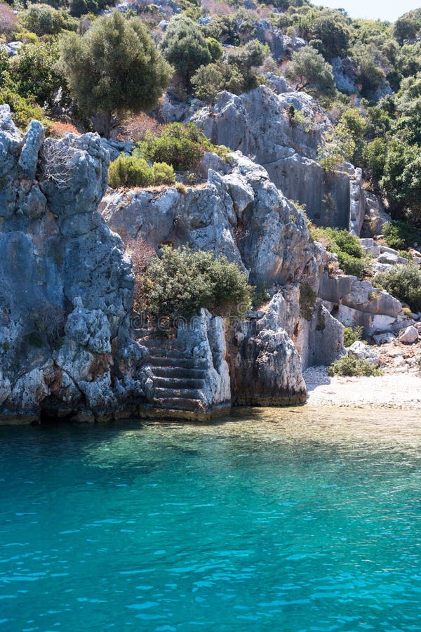Ancient lycian ruins stock image. Image of coast, mediterranean - 73143503
