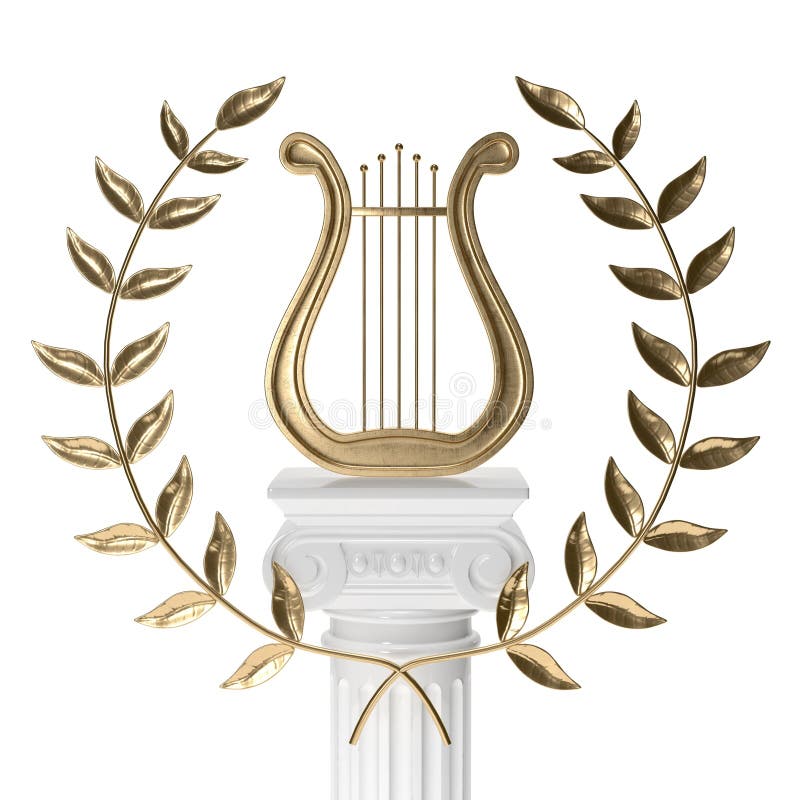 Ancient Lyre Golden Emblem stock illustration. Illustration of ancient ...