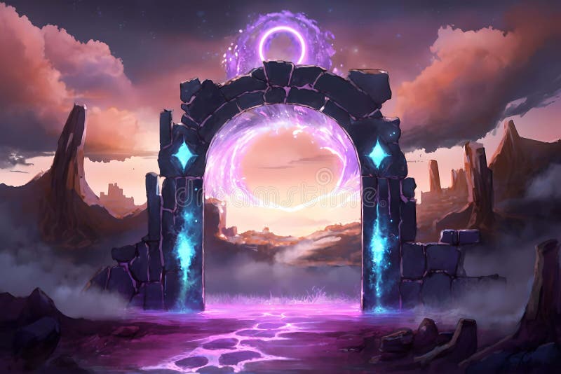 The Ancient Magic Portal Generated by Ai Stock Illustration ...