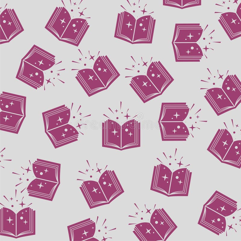 Ancient Magic Spell Book Seamless Pattern Stock Vector - Illustration ...