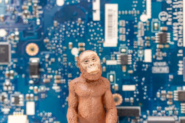 An Ancient Man Standing in Front of a Computer Motherboard Stock Photo ...