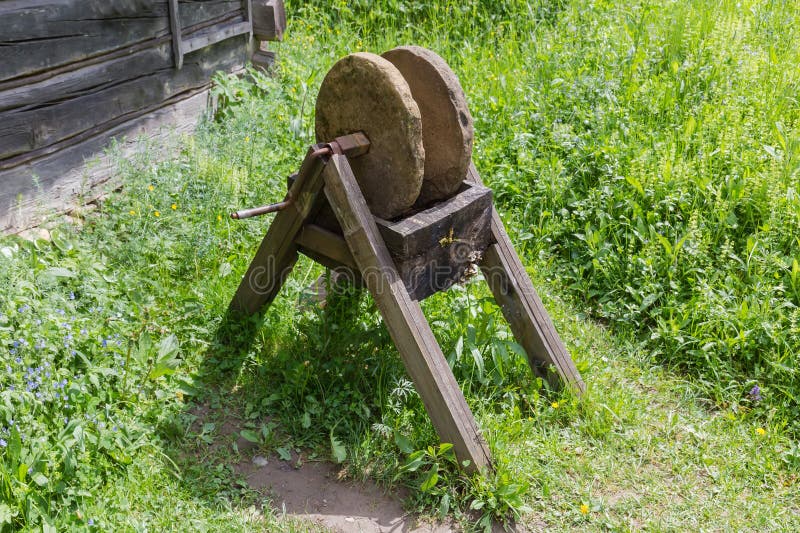 Ancient Manual Mechanical Sharpener with Two Stone Sharpening Wheels ...