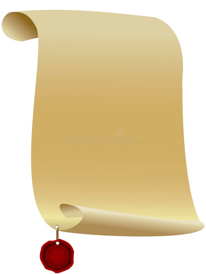 Official Decree Scroll with Red Wax Seal Stock Vector - Illustration of ...