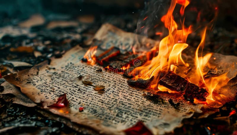 Burning Ancient Manuscript Glowing Embers Stock Photos - Free & Royalty ...