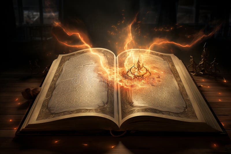 Ancient Manuscript Revealing the Secrets of Elemental Magic Stock ...