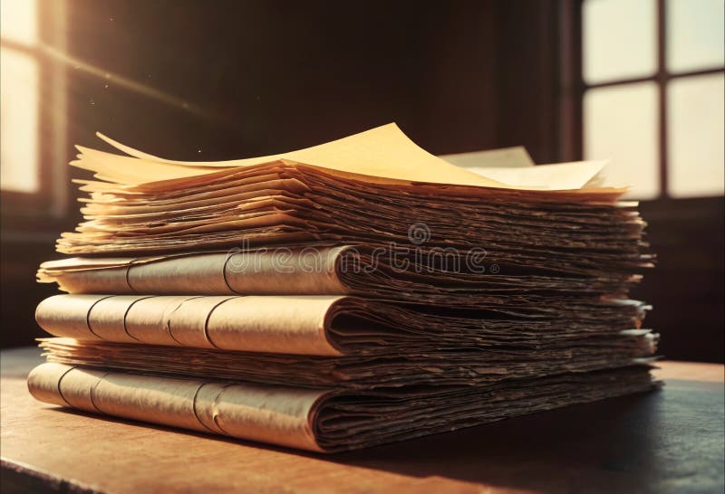 Ancient Manuscripts and Papyrus. Generative AI Stock Illustration ...