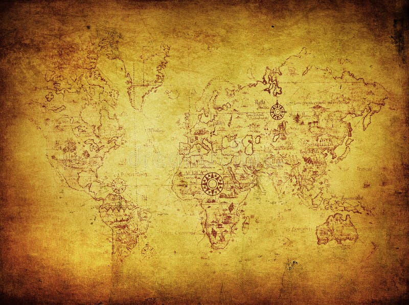 Ancient map of the world stock illustration. Illustration of africa ...