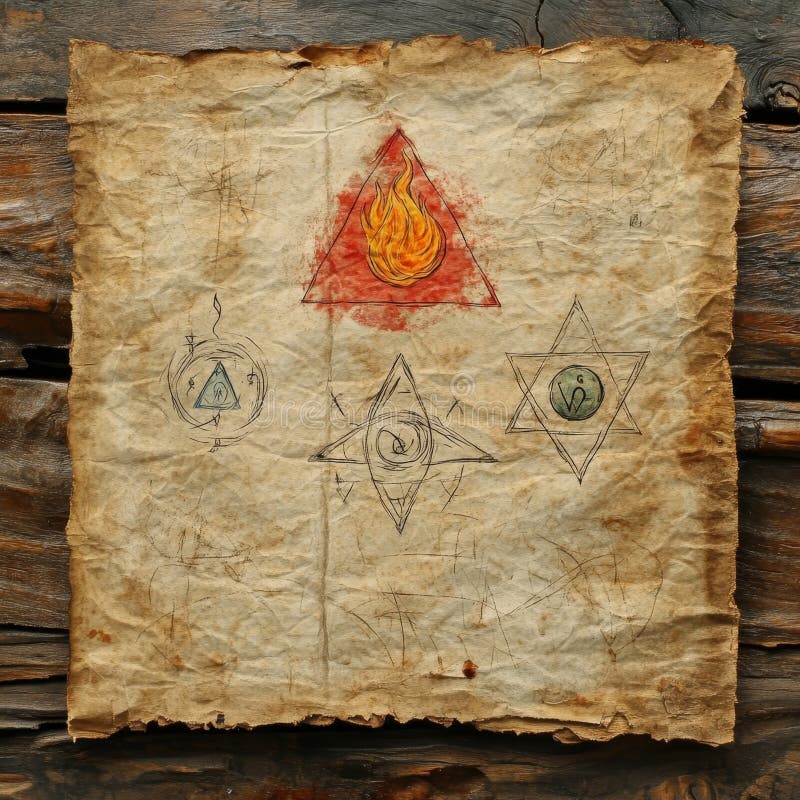 Ancient Map of the Ancient Civilization with the Image of the Fire. Stock Illustration ...