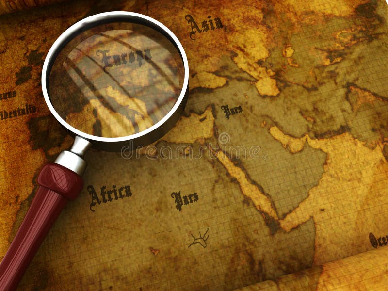 Ancient map closeup stock illustration. Illustration of medieval - 7414938