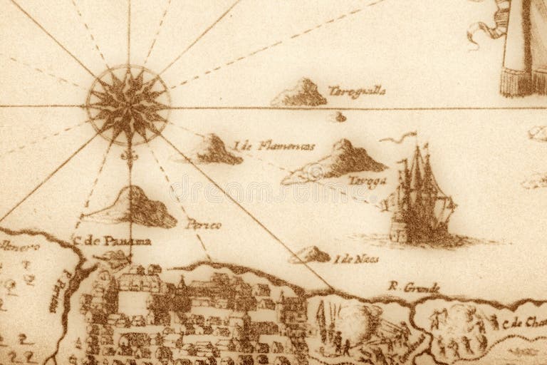 Ancient map (fragment) stock photo. Image of close, discovery - 6751432