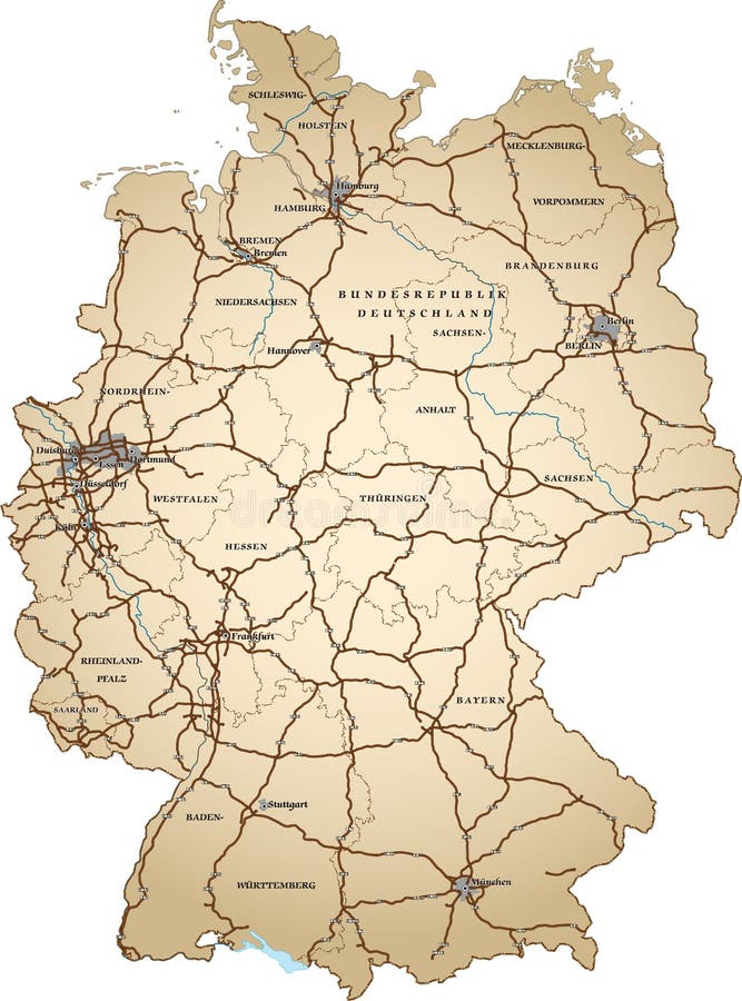 Ancient map of germany stock illustration. Illustration of highways ...