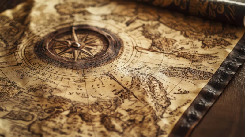 Ancient Map with Intricate Designs Depicting a Mysterious World Stock ...