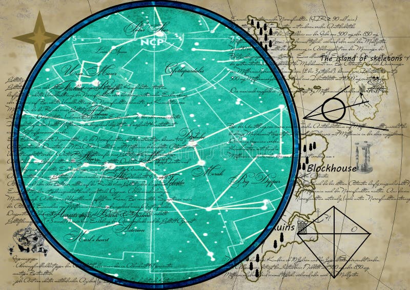 Ancient Map of the Starry Sky Stock Illustration - Illustration of ...