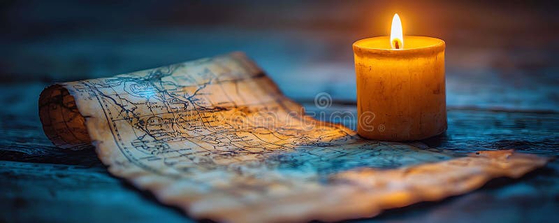An Ancient Map Unfolds Under Candlelight, Hinting at Adventure and ...
