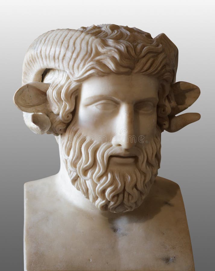 Ancient Marble Head of Zeus-Ammon Stock Photo - Image of famous, zeus ...