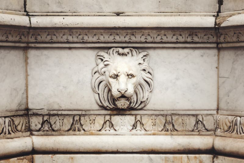 Ancient Marble Lion Head Bas-Relief Stock Image - Image of cathedral ...
