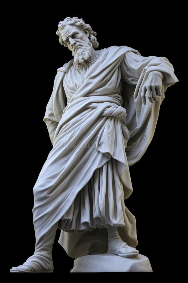 Ancient Marble Sculpture Against a Black Background Stock Illustration ...