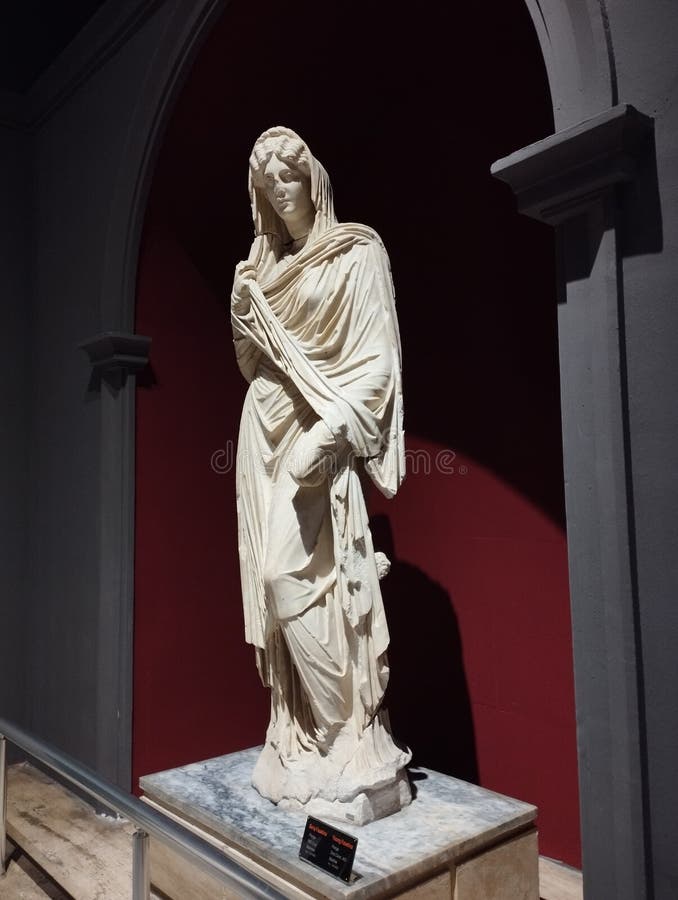 Ancient Marble Statue of Veiled Woman. Stock Image - Image of woman ...