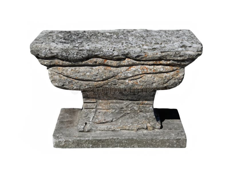 Ancient Marble Stone Chair Isolated on White Stock Image - Image of ...