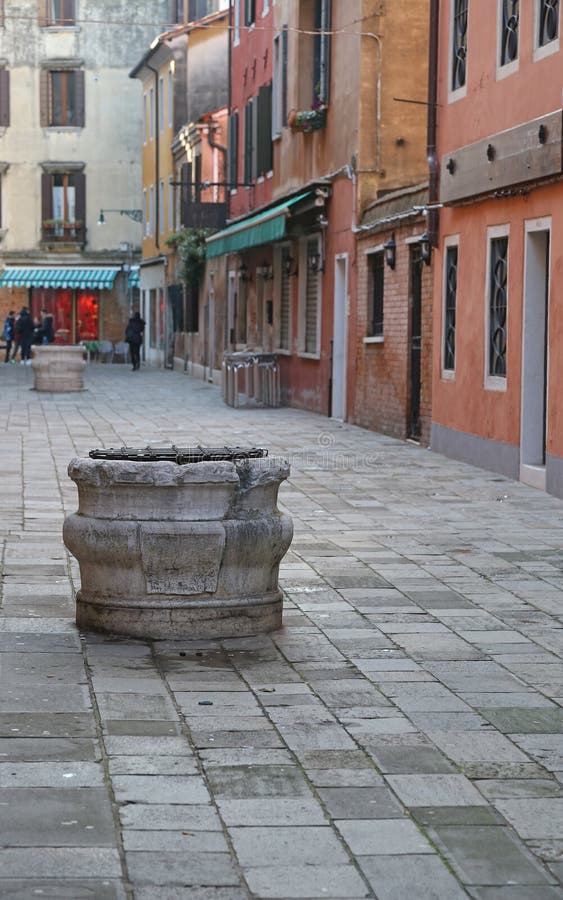Ancient Marble Well in Calle of Venice Stock Photo - Image of marble ...