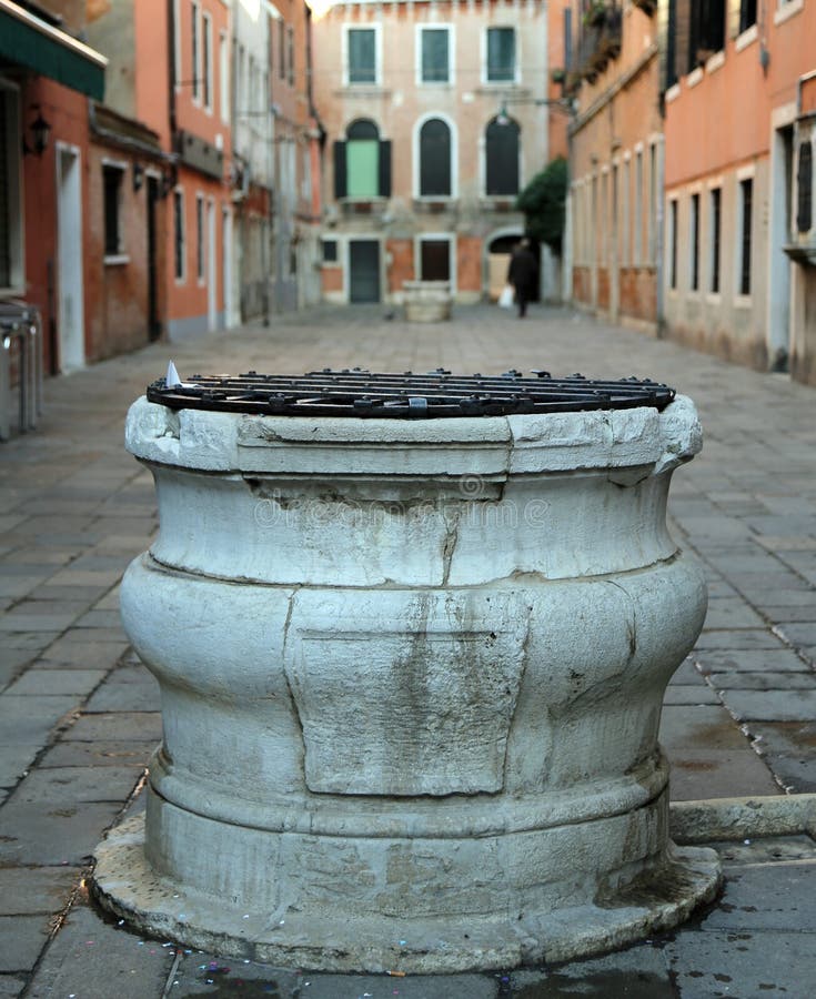 Ancient Marble Well in Calle of Venice in Italy Stock Image - Image of ...