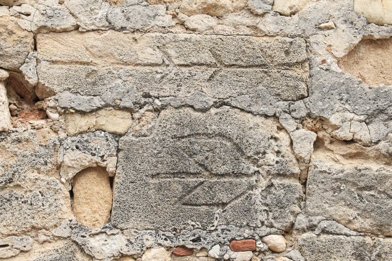 Marks on Stone To Set the Mortar on a Wall Stock Image - Image of house ...