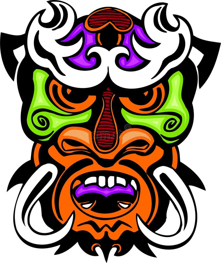 Ancient mask. stock vector. Illustration of maori, ethnicity - 15613544