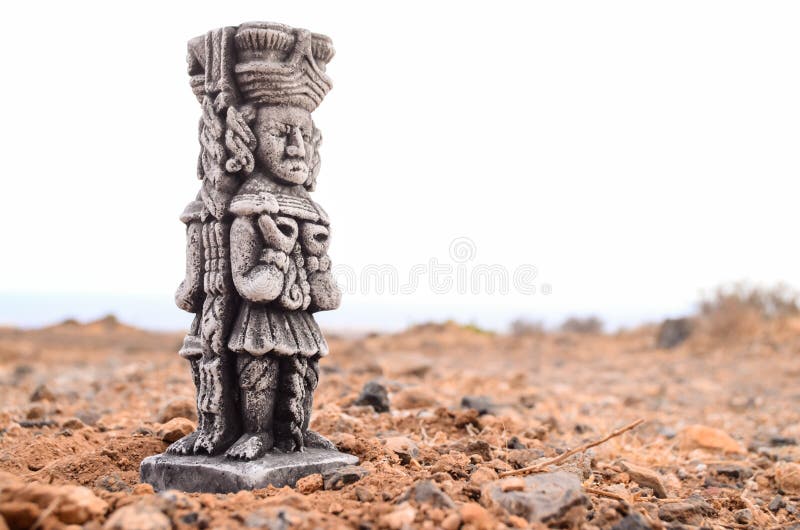Ancient Aztec Head Statue Isolated. Stock Image - Image of person ...