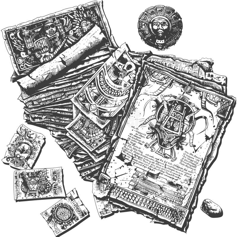 Mayan Codex Fragments Stock Illustrations – 1 Mayan Codex Fragments ...