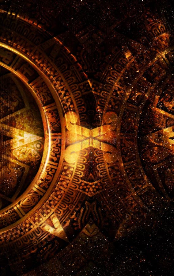 Ancient Mayan Calendar, Cosmic Space and Stars, Abstract Color ...