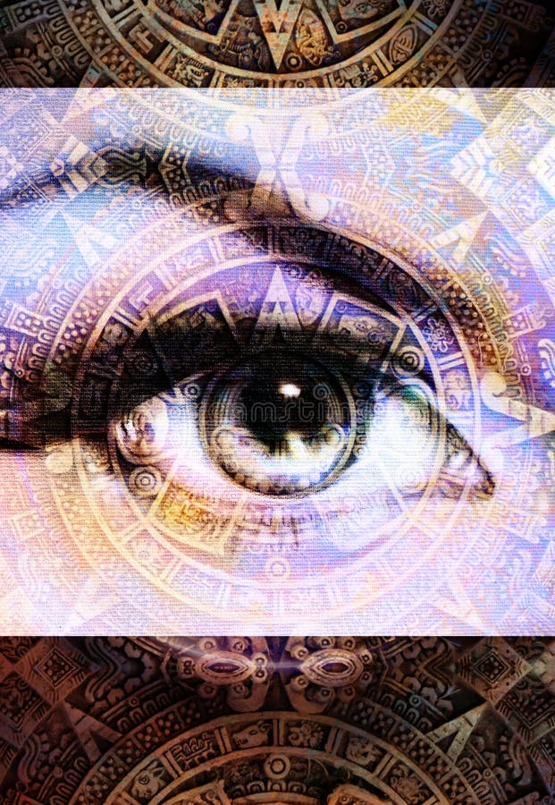 Ancient Mayan Calendar, Cosmic Space and Stars, Abstract Color ...