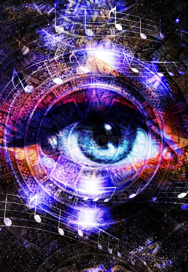 Ancient Mayan Calendar, Cosmic Space and Stars, Abstract Color ...