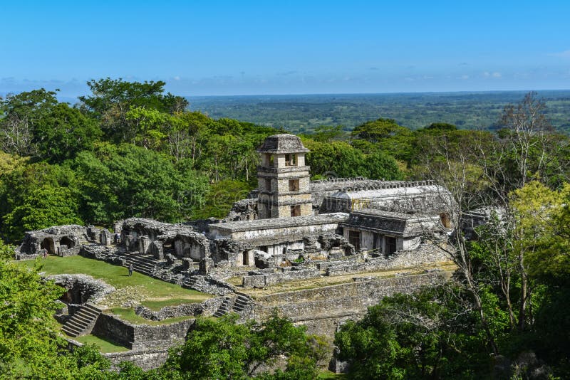 The Ancient Mayan Complex in Palenque, Mexico Stock Photo - Image of ...