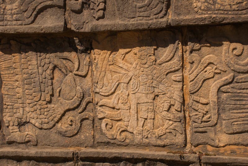 Ancient Mayan Drawings on Stone. the Texture of the Stone. Chichen-Itza ...