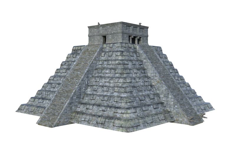 Ancient Mayan Pyramid Temple Construction. 3D Rendering Isolated on ...