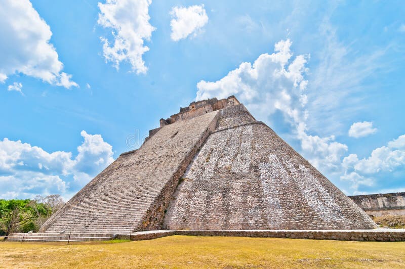 Ancient Mayan Pyramid in Uxmal, Yucatan, Mexico Stock Photo - Image of ...