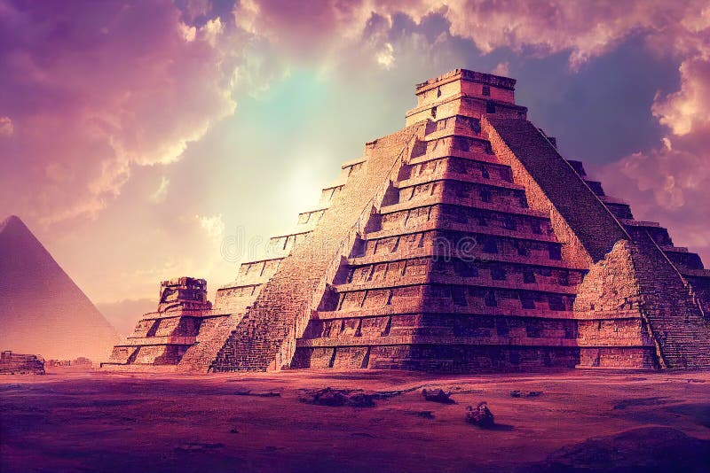 Ancient Mayan pyramids stock illustration. Illustration of pharaoh ...