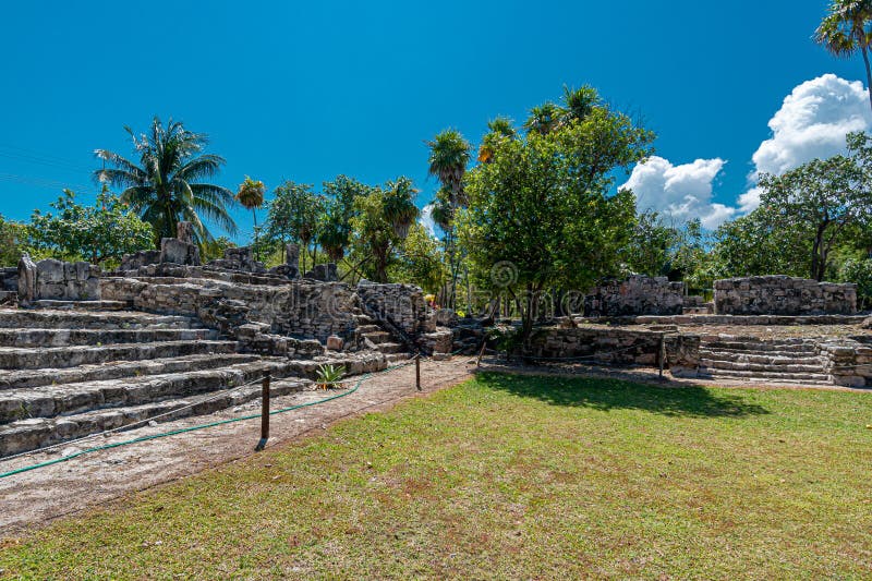 Archaeological Site of El Meco, Cancun, Mexico Stock Photo - Image of ...
