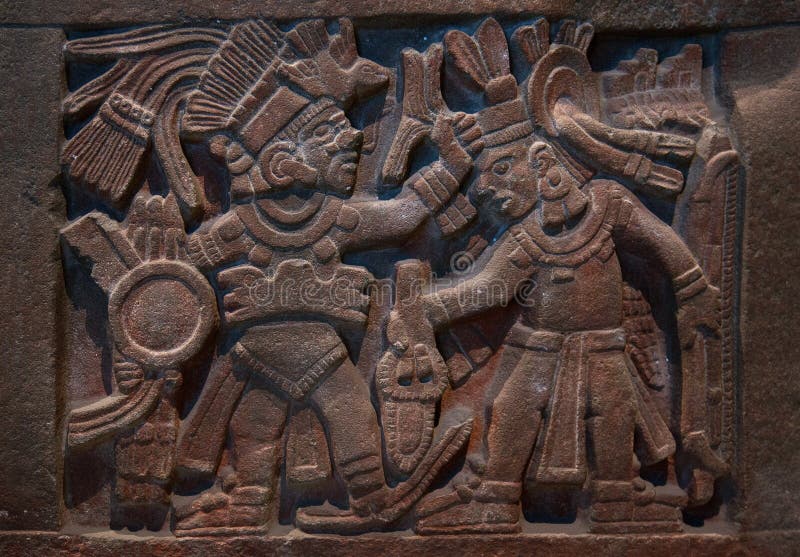 Ancient Mayan Stone Carving Stock Image - Image of soldiers, ruins ...