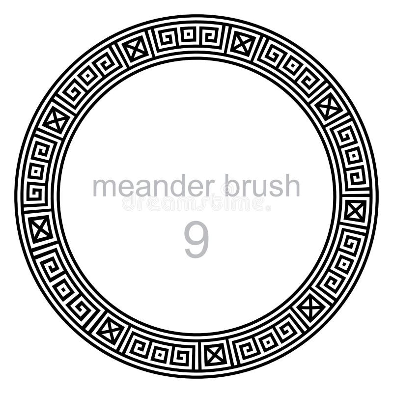 Ancient Meander Pattern Round Stock Vector - Illustration of illusion ...