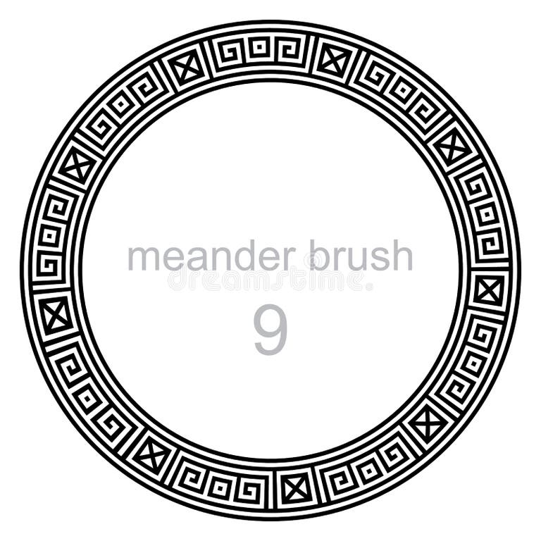 Ancient Meander Pattern Round Stock Vector - Illustration of illusion ...
