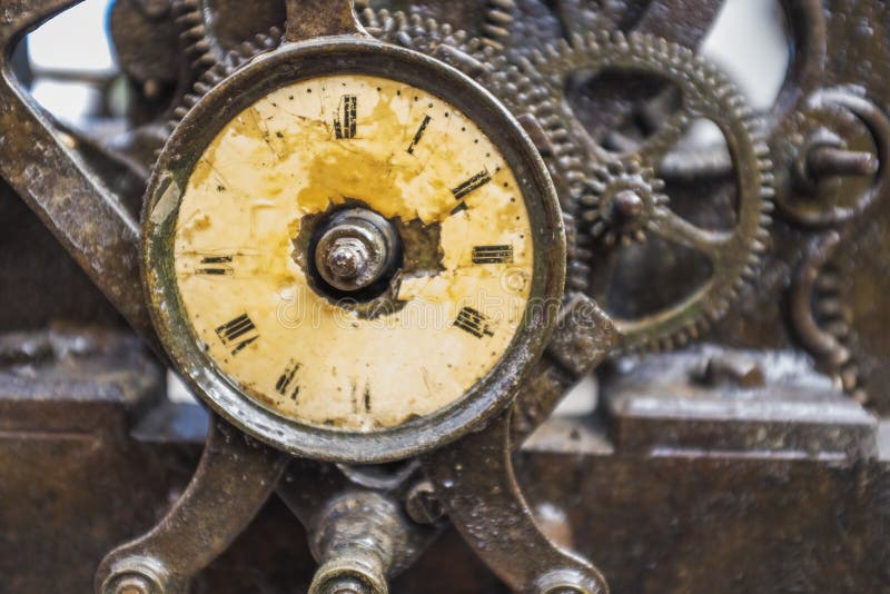 Ancient Mechanism of the Tower Clock Stock Image - Image of power ...