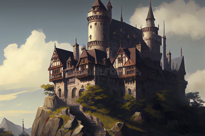 Medieval Castle, Ai Illustration Stock Illustration - Illustration of ...